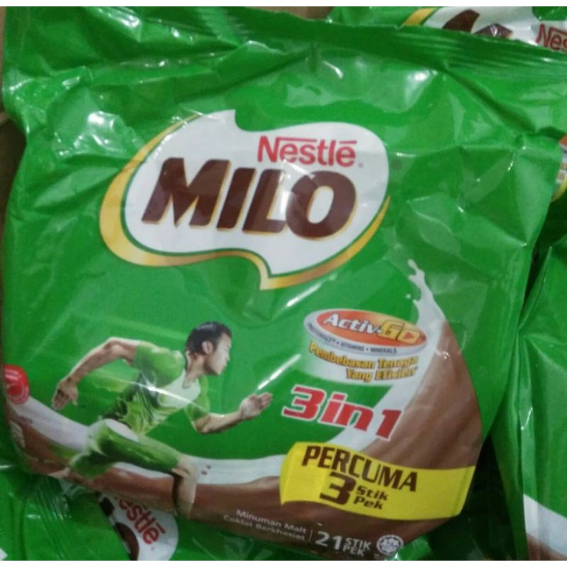 Jual Milo Stik Pek 3 in 1 ActivGo 18+3 = 21 Stick Nestle Milo Original | Shopee Indonesia