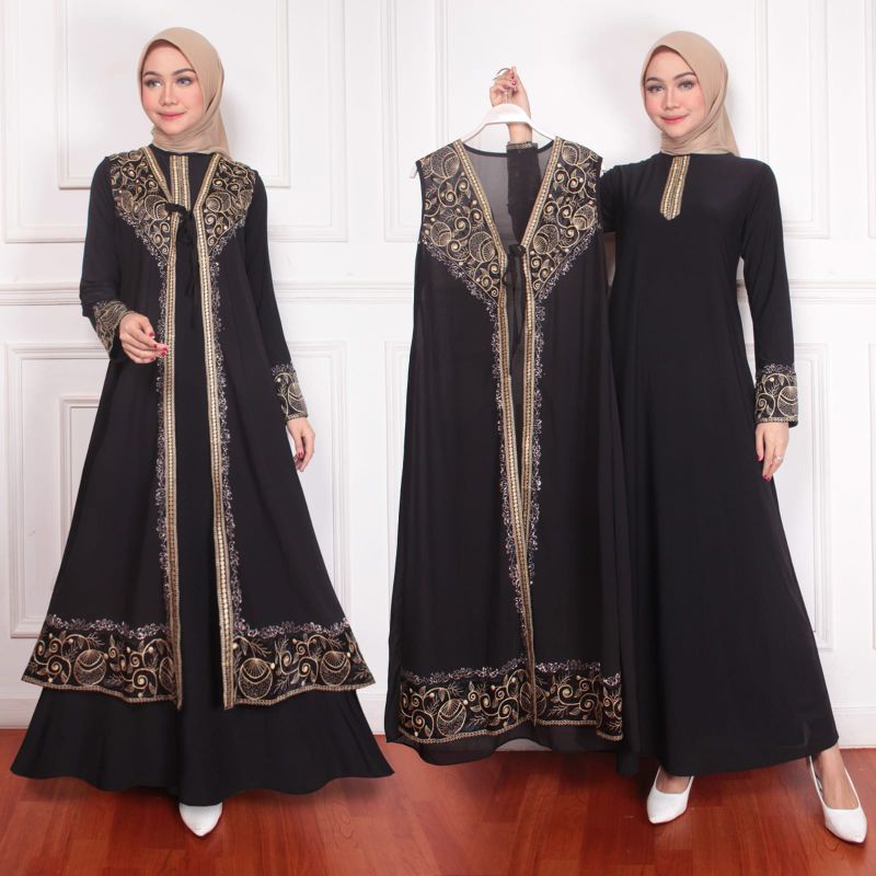 Jual ABAYA GAMIS TURKEY ROMPI HITAM SIMPLE DAN ELEGANT | Shopee Indonesia