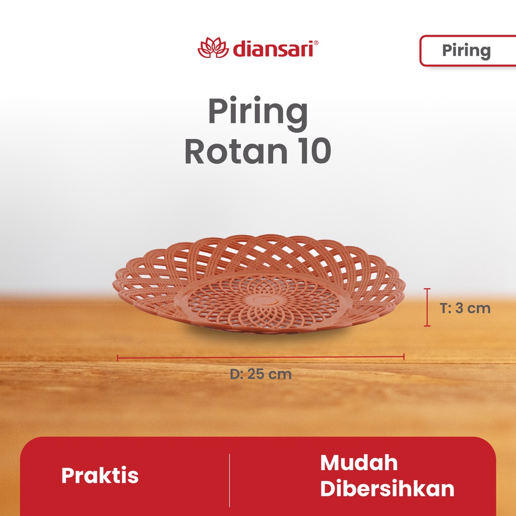 Jual DIANSARI Bundling 12 Pcs Piring Rotan (10) | Piring Rotan Plastik ...