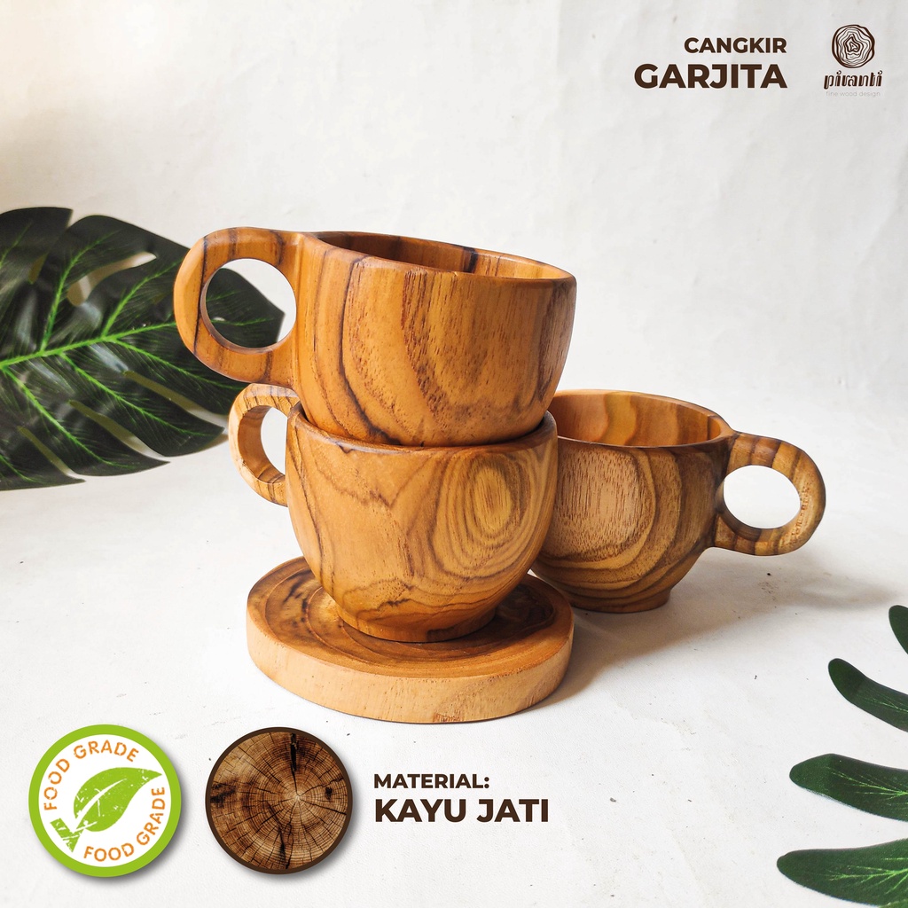 Jual PIRANTI GELAS CANGKIR WOODEN TEAK WOOD GLASS CUP MUG KAYU JATI ...