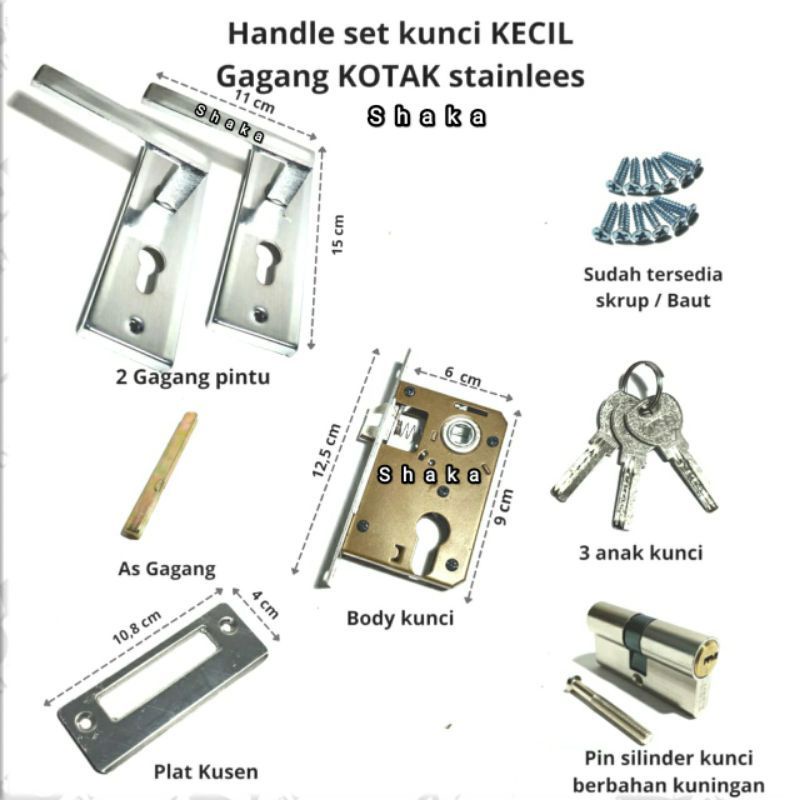 Jual Handle set kunci pintu rumah stainless kecil 15cm gagang pintu ...