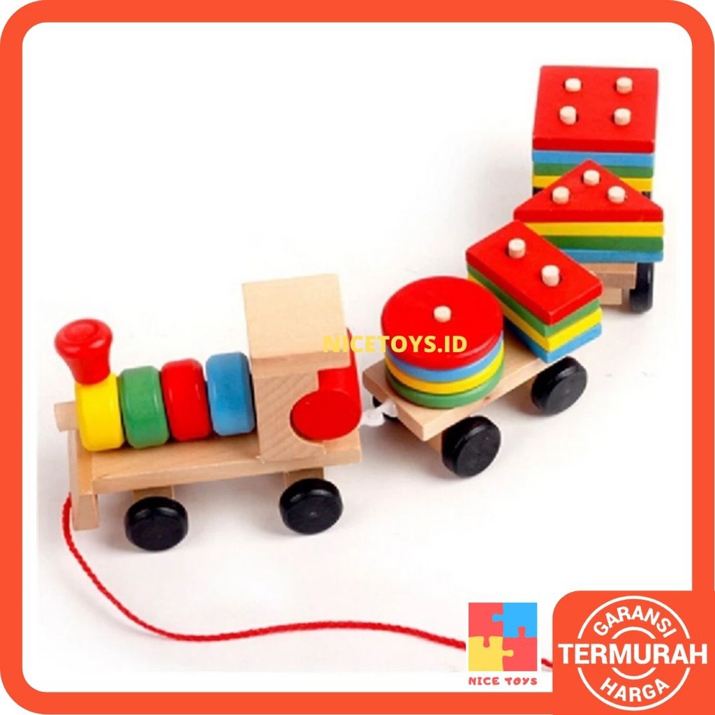 Jual Wodden Shape Matching Train Mainan Balita Wooden Toys Mainan Kayu ...