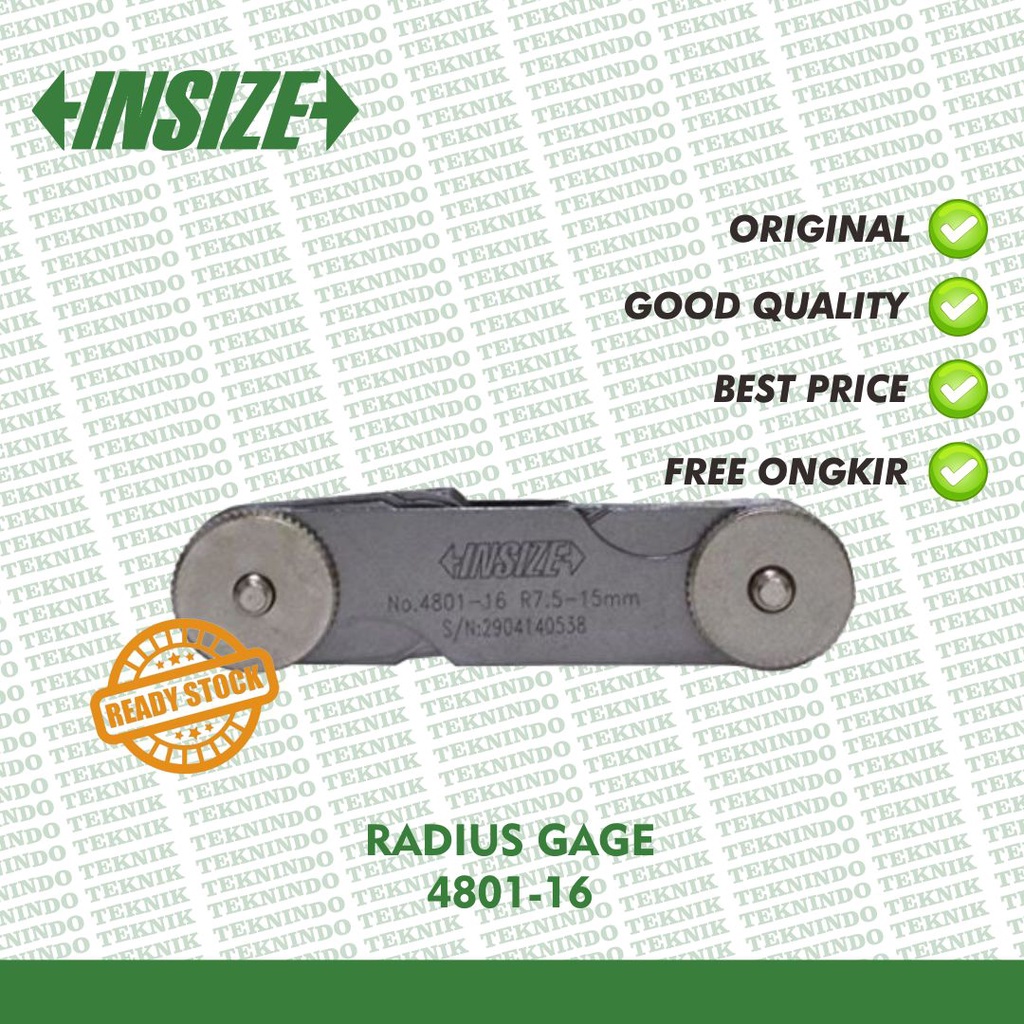 Jual Insize Alat Ukur Radius Gage 4801-16 Ukuran 7.5 - 15mm Original ...
