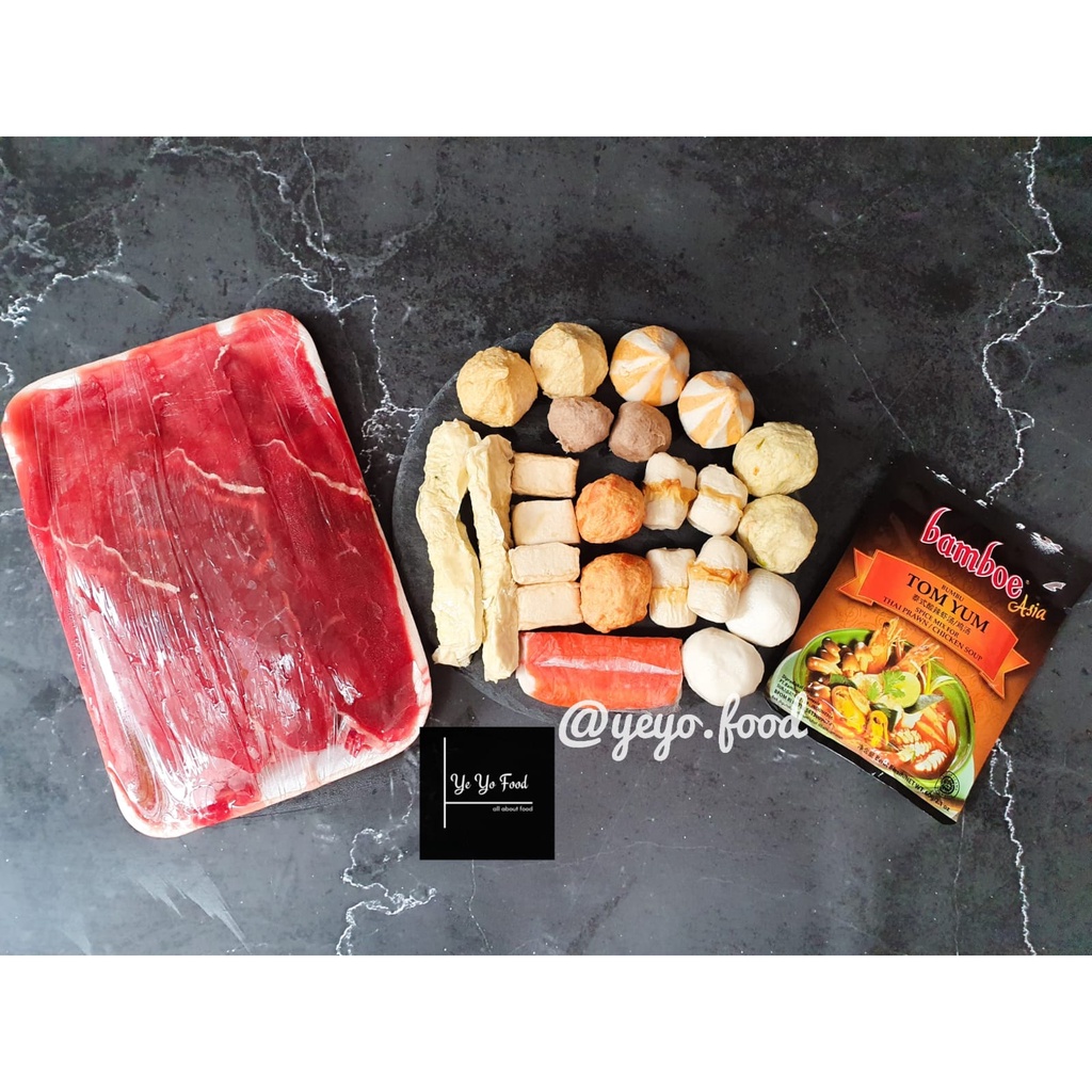 Jual PAKET SUKI STEAMBOAT PREMIUM + BUMBU TOMYUM + AUS BEEF SLICE 500GR ...