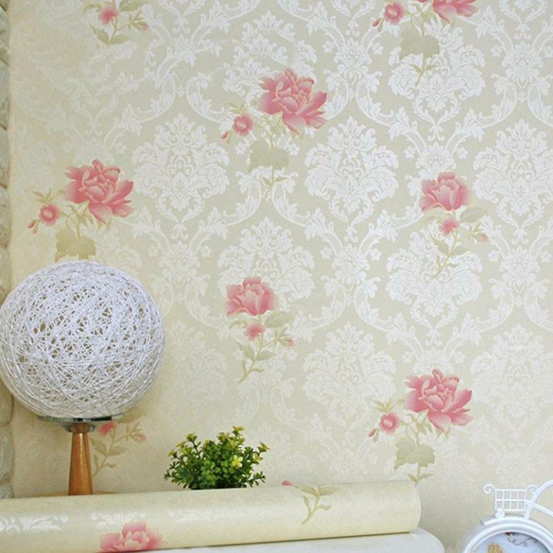 Jual BATIK KREM BUNGA PINK wallpaper sticker dinding bunga ukuran 45 cm x 8 meter merk orange ...