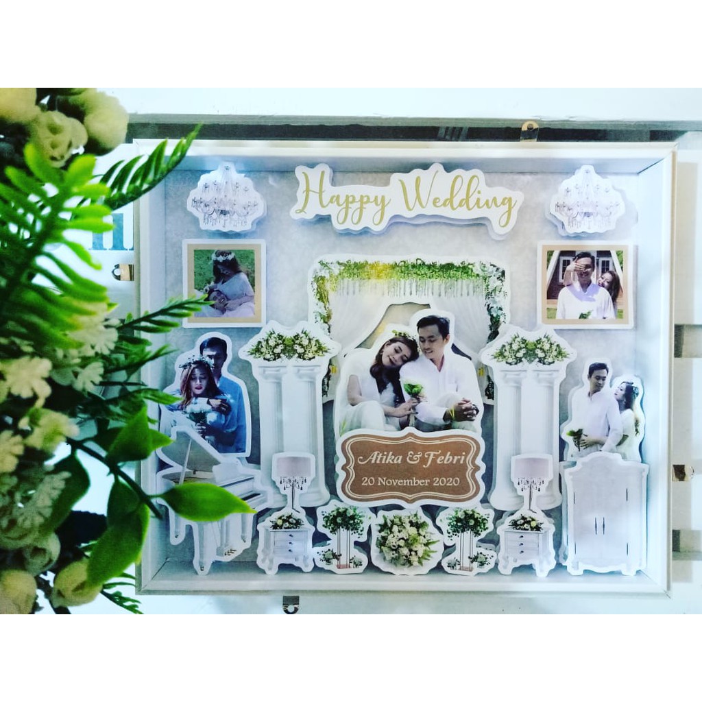 Jual KADO UNIK PERNIKAHAN PIGURA 3D SCRAPFRAME WEDDING | Shopee Indonesia