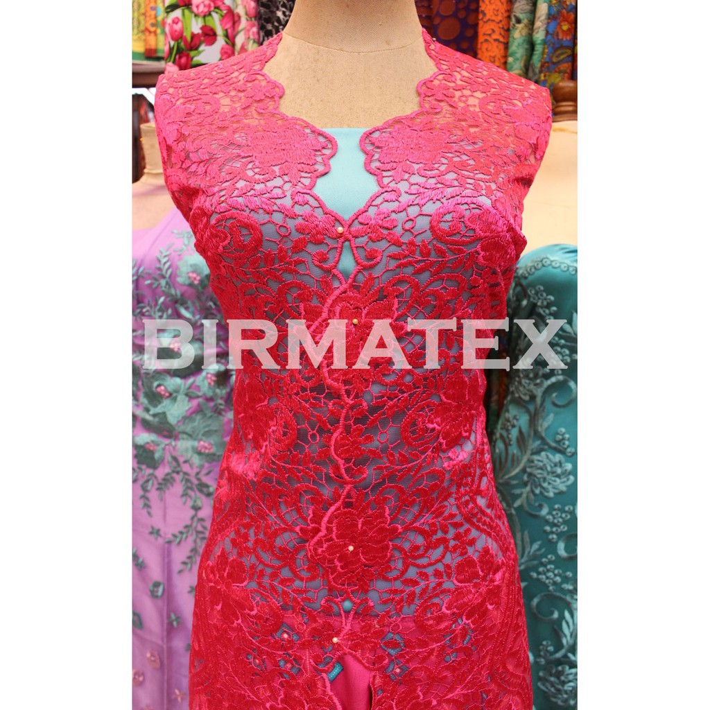 Jual Kain Kebaya Tile Lilit Kilat Bunga Timbul - Birmatex | Shopee ...
