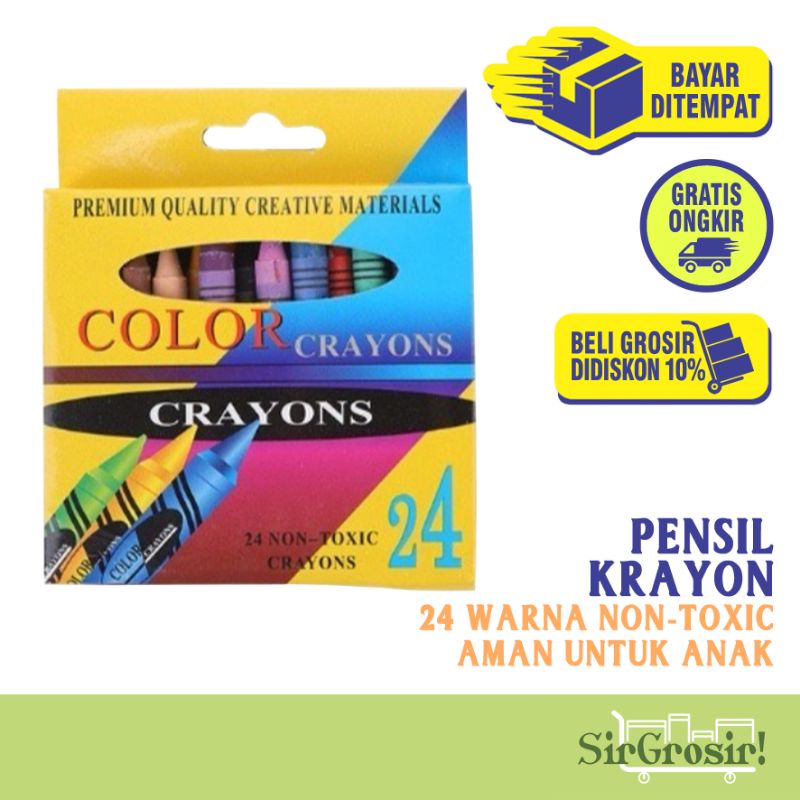 Jual 24 COLORS CRAYON NON-TOXIC - Pensil Krayon 1 Set 24 Warna Warni ...