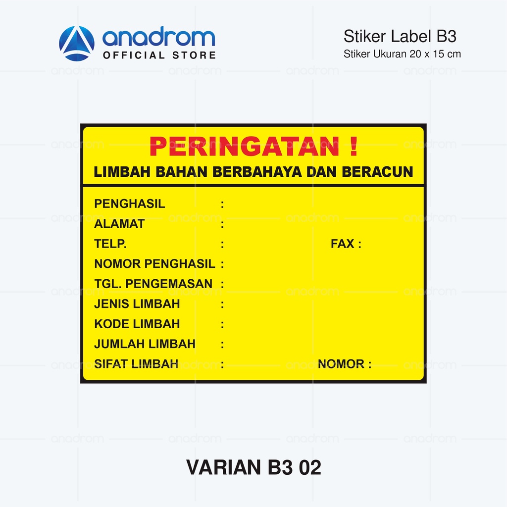 Jual Stiker Label Limbah B3 | Hazardous Material Label | 15x20 cm ...