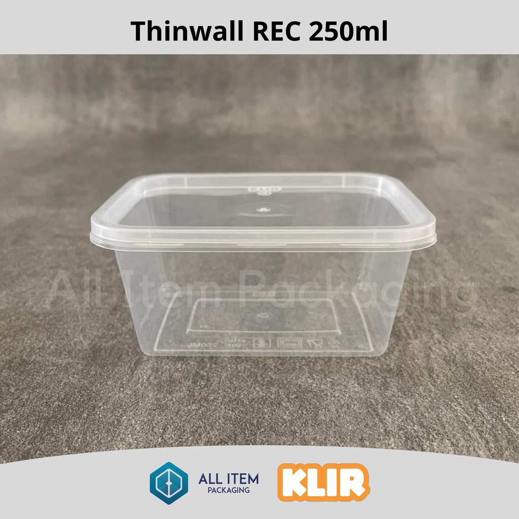 Jual Thinwall KLIR RECTANGLE 250ml / Kotak Plastik / Kotak Makan @25 Pcs | Shopee Indonesia