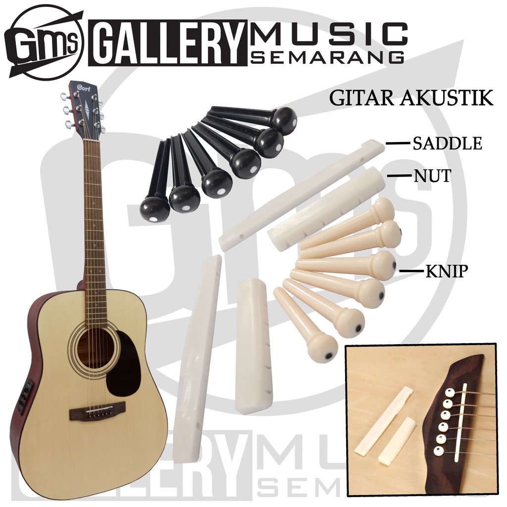 Jual Nut Saddle Gitar Atas Bawah dan Knip Pin Bridge Untuk Gitar ...