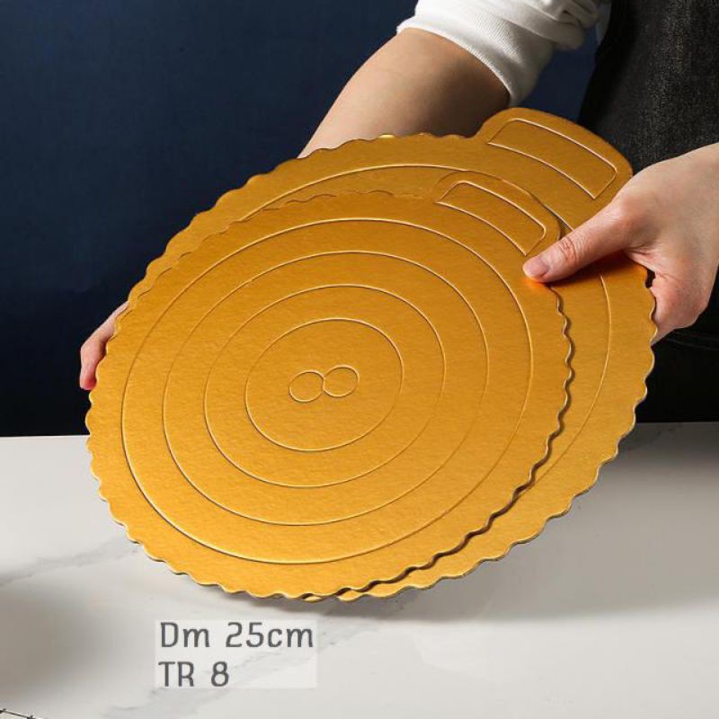 Jual TATAKAN KUE TART CAKE BOARD BULAT/PERSEGI EMAS | Shopee Indonesia