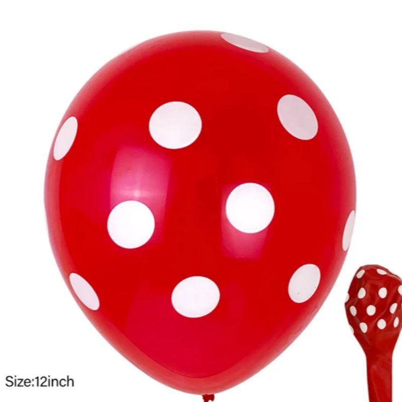 Jual Balon Latex polkadot warna merah putih | Shopee Indonesia
