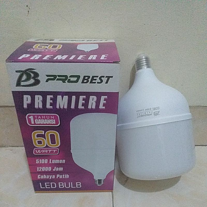 Jual Bohlam Lampu Capsule LED Jumbo 60 Watt Cahaya Putih PROBEST PREMIER Cool Daylight E27 SNI ...