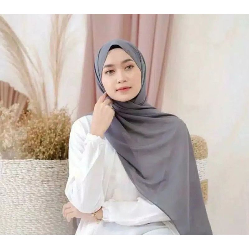 Jual pashmina ceruty babydoll polos warna Abu tua by khazanah hijab | Shopee Indonesia