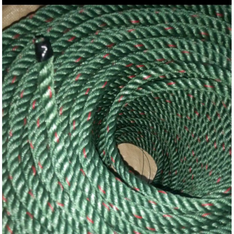 Jual 1 Roll Tali Tambang Ukuran 18mm -+200Meter Hijau Bintik Merah Plastik PE | Shopee Indonesia