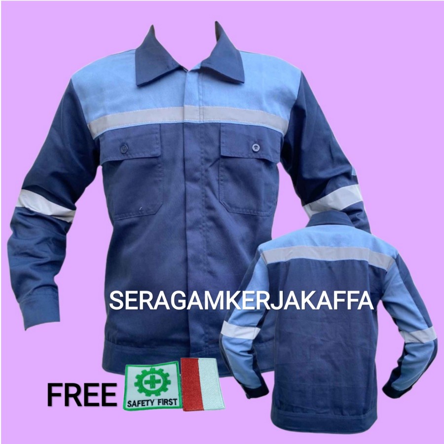 Jual bisa COD seragam kombinasi lengan panjang kemeja kerja seragam ...