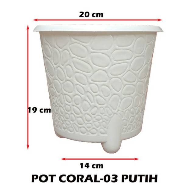 Jual Pot bunga tanaman motif CORAL putih 20cm | Shopee Indonesia
