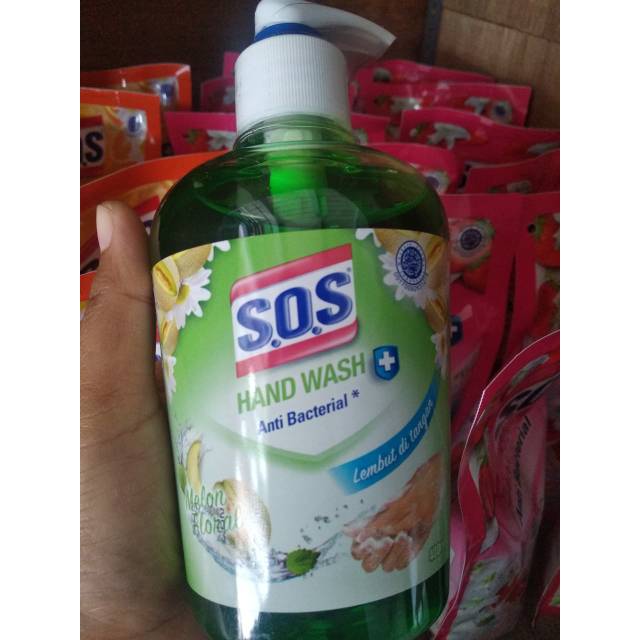 Jual Sabun Cuci Tangan SOS Hand Wash Anti Bacterial botol 400ml anti ...