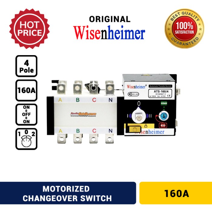 Jual Change Over Switch 4 Pole 160 Ampere Motorized COS Ohm Saklar Wisenheimer ORIGINAL ...