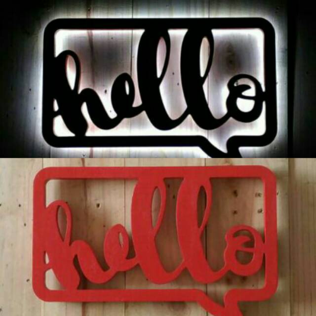 Jual Hiasan Dinding Lampu Kayu Hello Frame Komik | Shopee Indonesia