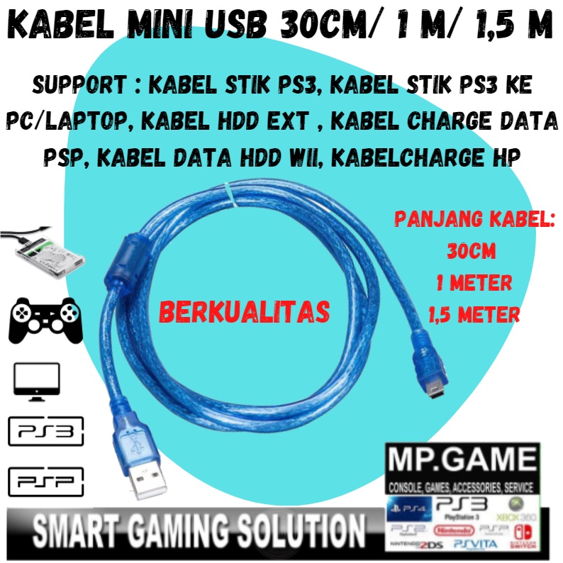Jual Kabel charger mini usb biru 1,5 Meter bisa untuk transfer data ke ...