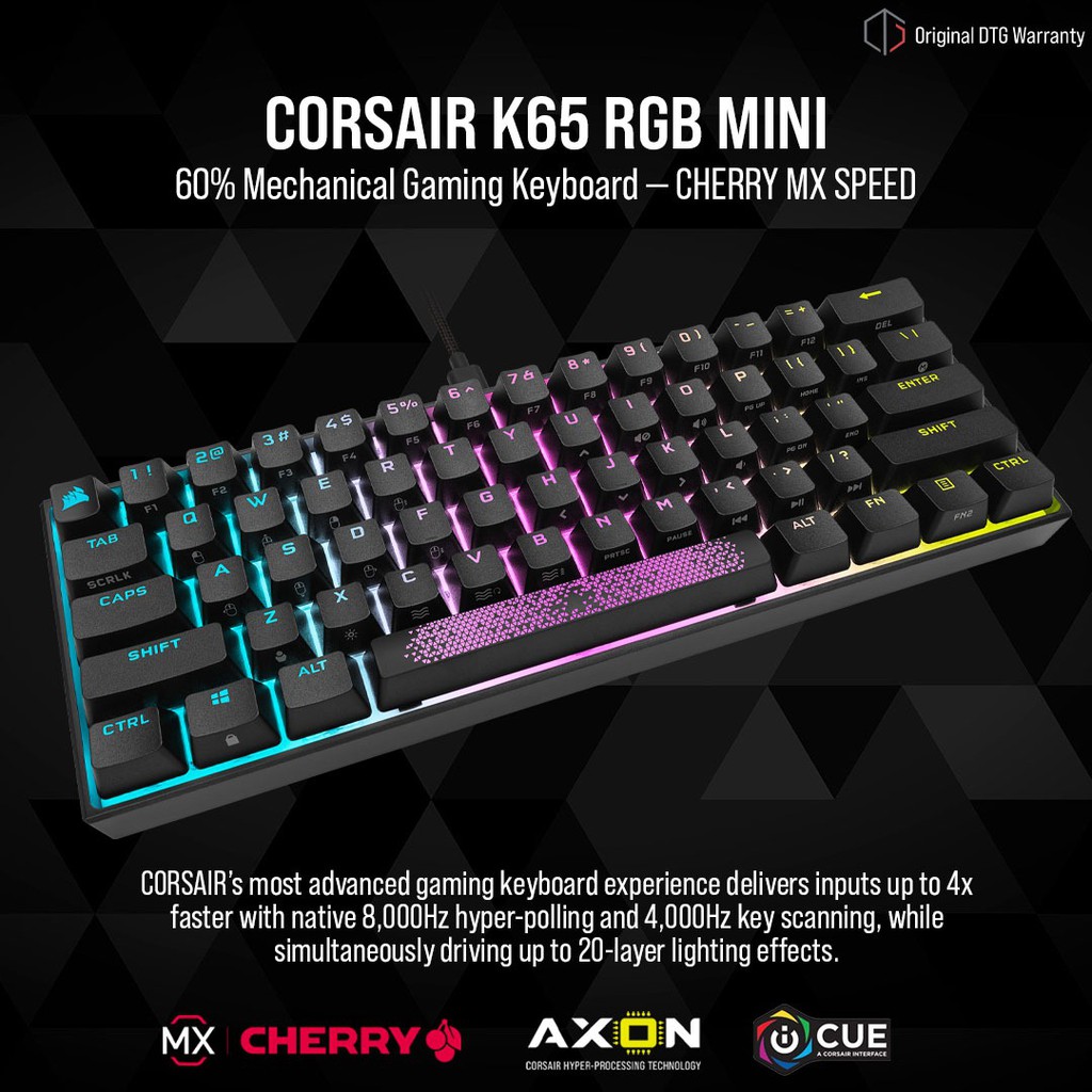 Jual Corsair K65 RGB MINI 60% Mechanical Gaming Keyboard | Shopee Indonesia