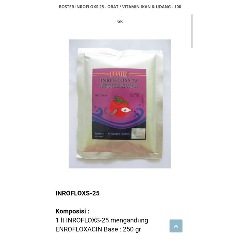 Jual BOSTER INROFLOXS 25 SERBUK ANTIBIOTIK IKAN ENROFLOXCIN 100 GRAM ...