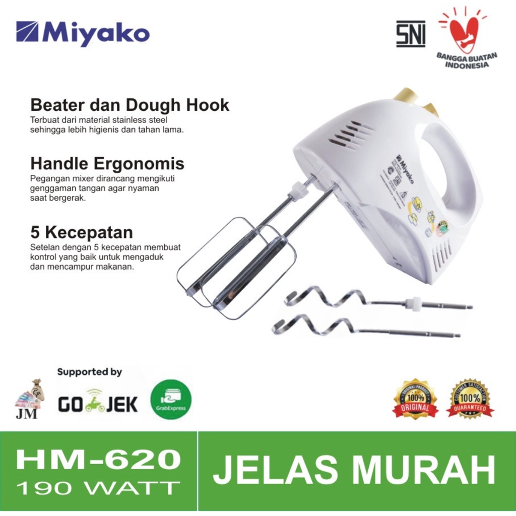 Jual Hand Mixer Miyako HM-620 / HM620 / HM 620 - 190 Watt - Garansi ...