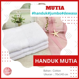 Jual RC HANDUK MUTIA PUTIH EMBOSS JUMBO UKURAN 70x135CM | Shopee Indonesia
