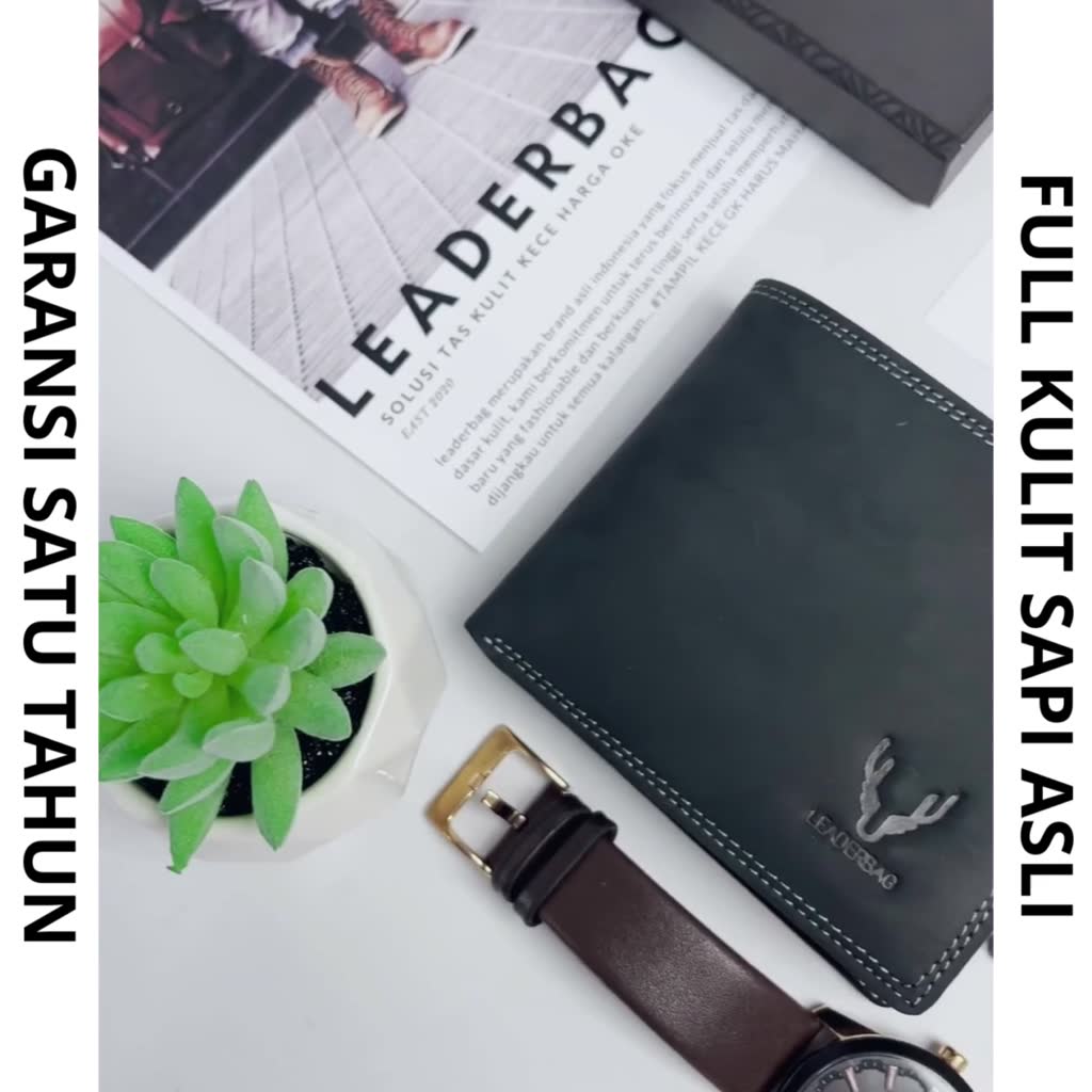 Jual Dompet Pria Kulit Sapi Asli Warna Hitam Khaki Leaderbag Terbaru ...