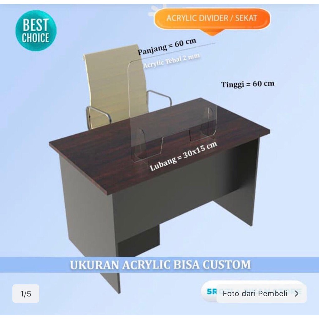 Jual PARTISI / SEKAT / PEMBATAS MEJA KASIR AKRILIK DIVIDER 2MM - 60 X ...