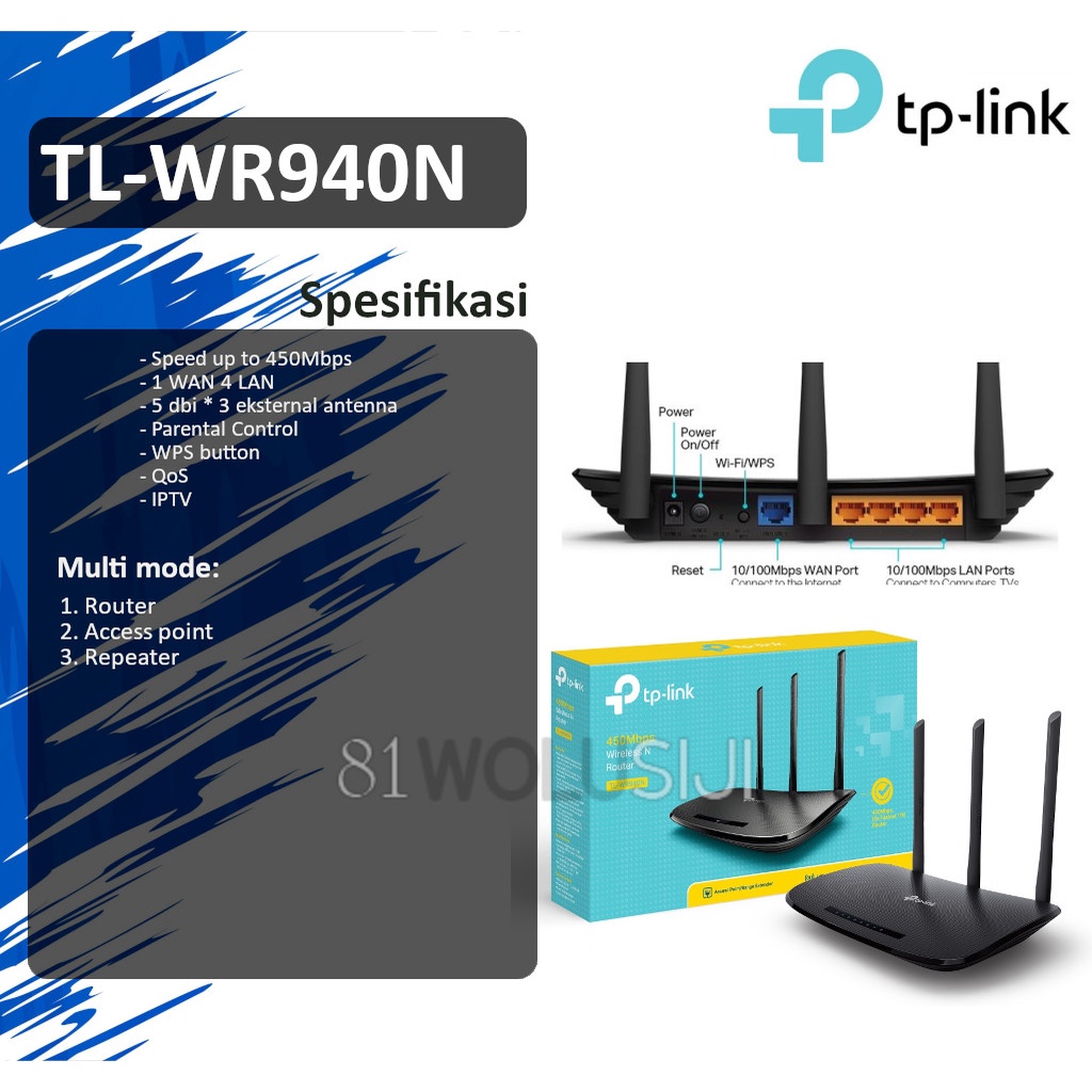 Jual TP-Link TL-WR940N Wireless Router 450Mbps | Shopee Indonesia