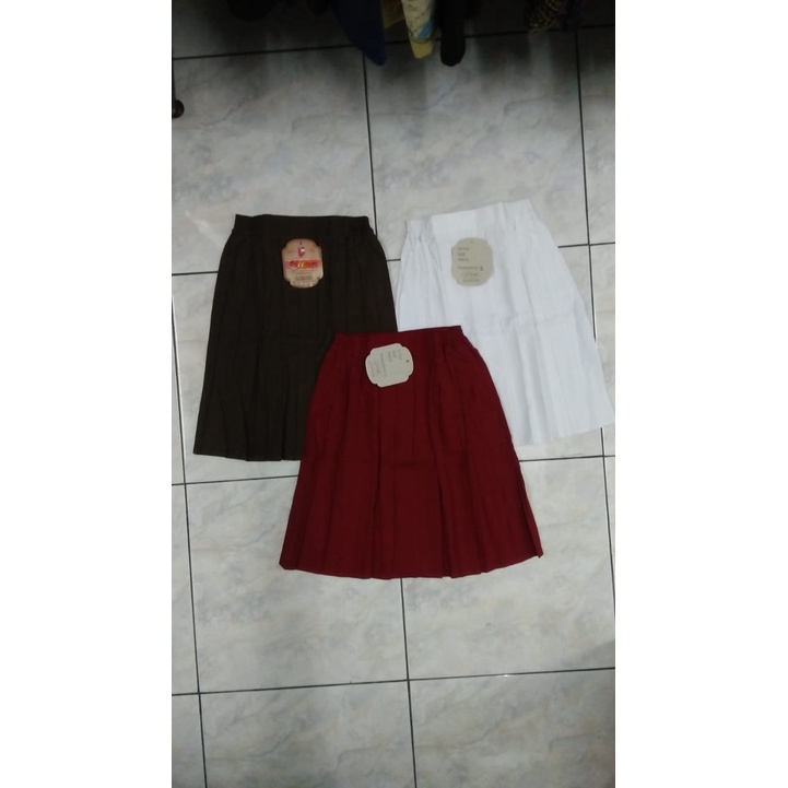 Jual seragam sekolah rok pleser pendek anak SD LITTON coklat putih merah | Shopee Indonesia