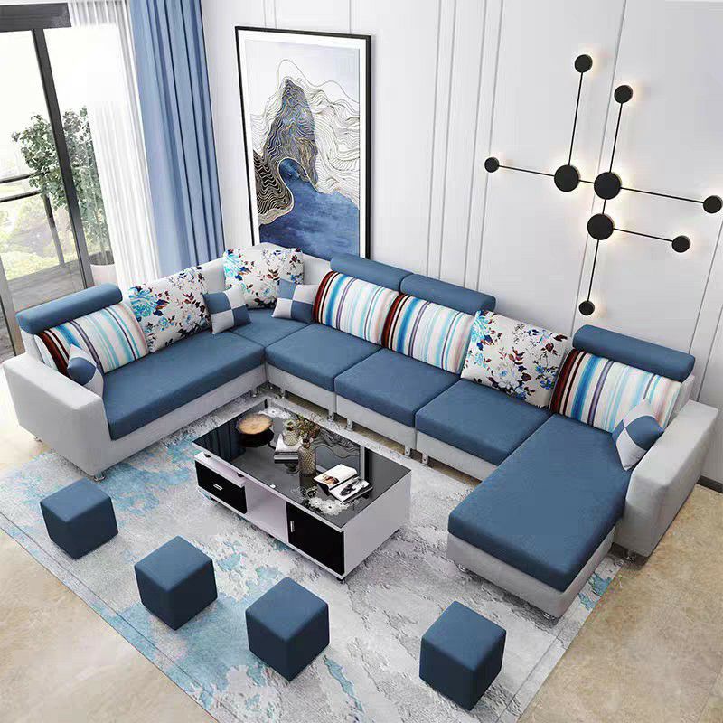 Jual Sofa Minimalia Sofa Kayu Jati U Shape Sofa Tamu Biru Pilihan ...