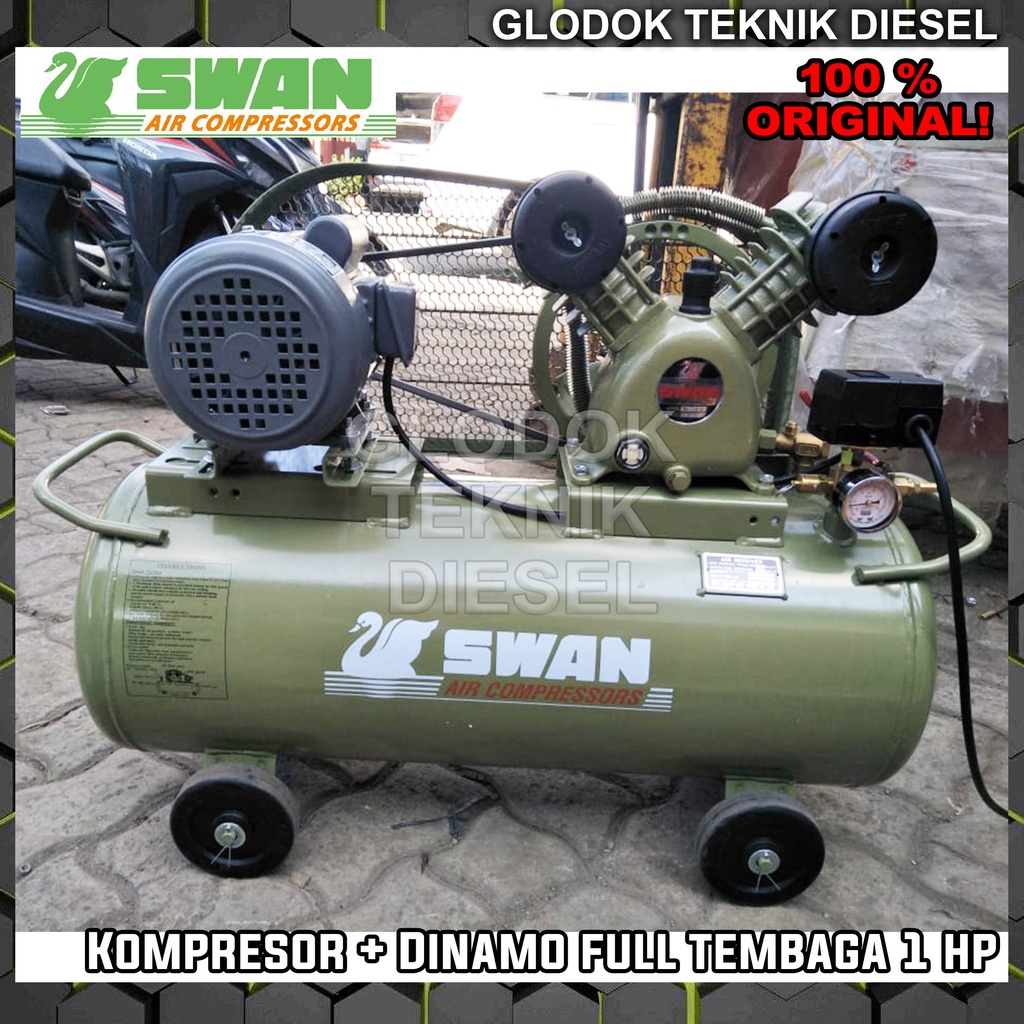 Jual SWAN Air Compressor 1 HP + Dinamo Motor Listrik KOMPRESOR ANGIN 1 ...