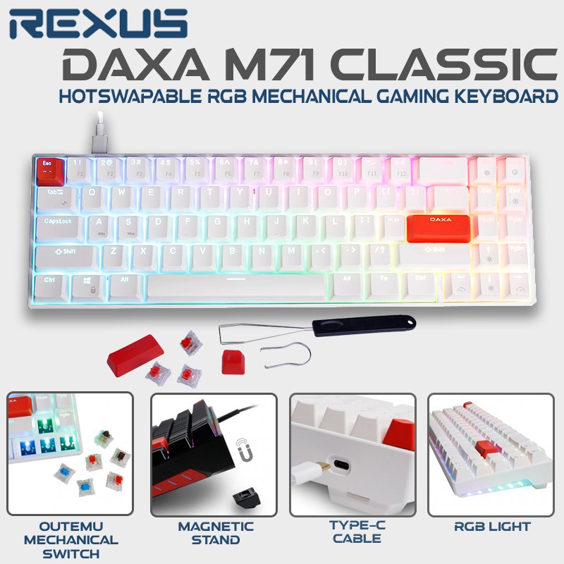 Jual Rexus DAXA Classic M71 Keyboard Gaming RGB Hotswapable Outemu ...