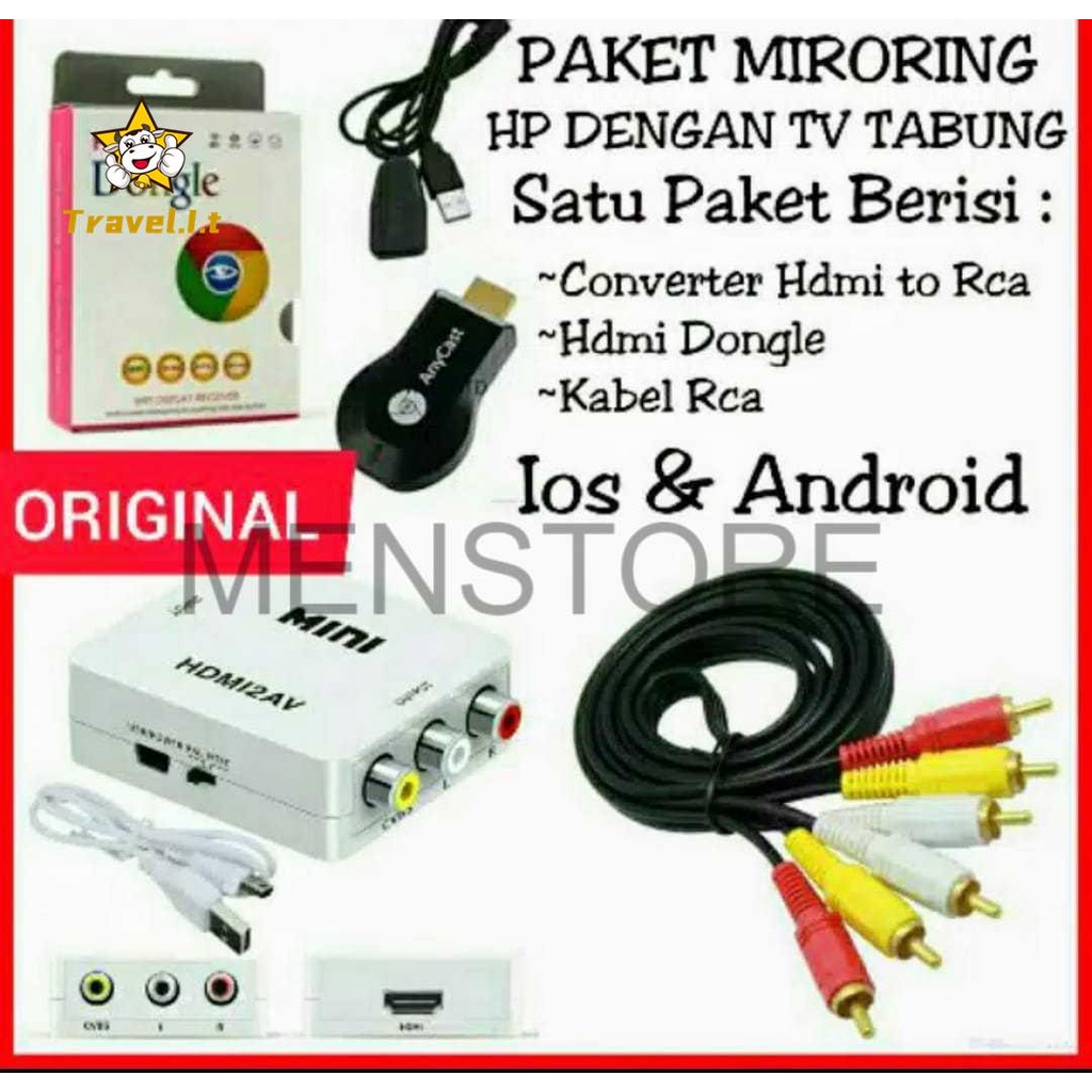 Jual Kamera & DroneMENSTORE - Paket lengkap sambungan HP android ke TV tabung (anycast dongle ...