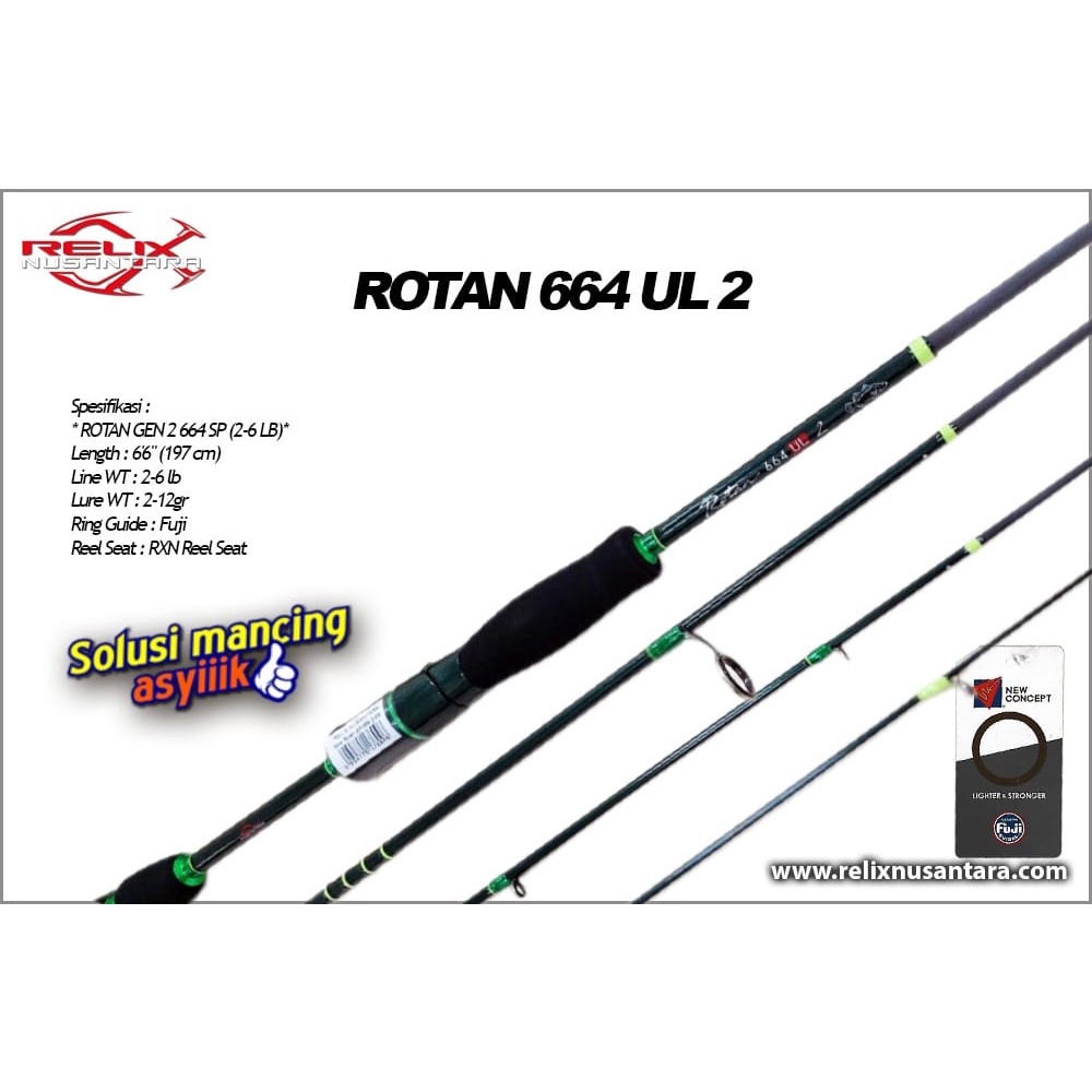 Jual Rod RELIX NUSANTARA ROTAN GEN2 / 664SP (197cm / Line Test 2-6lbs ...
