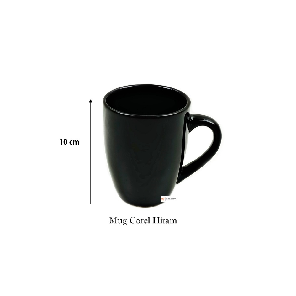 Jual Mug Keramik Tebal Tipe Corel Hitam Polos 325mL Gelas Minum - 1Pc ...