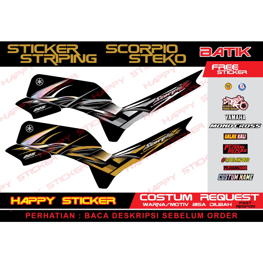 Jual Stiker Striping Scorpio Steko Custom Motif Batik | Shopee Indonesia