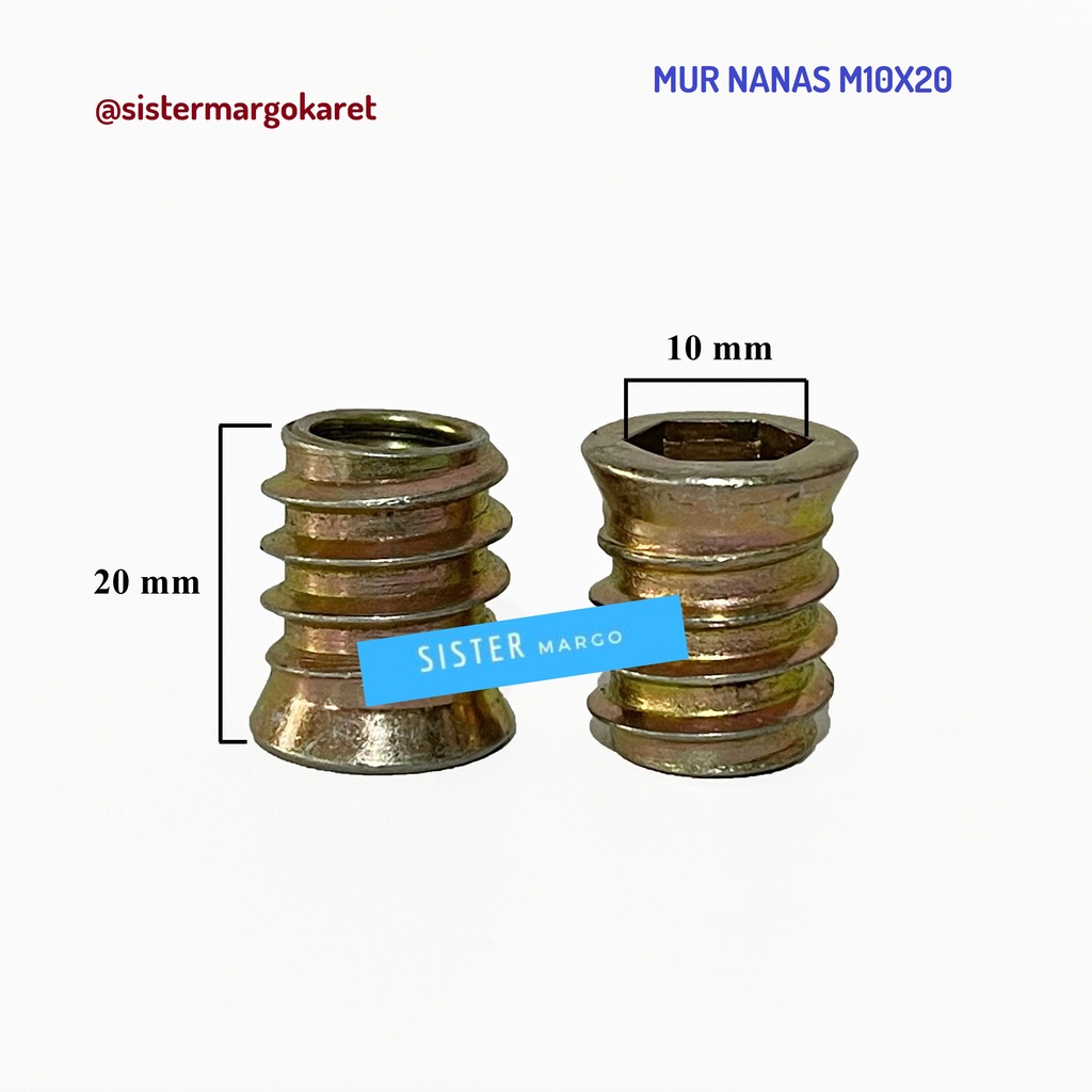 Jual Mur Nanas Mur Tanam OD M10x20 - Isi 2 Pcs | Shopee Indonesia