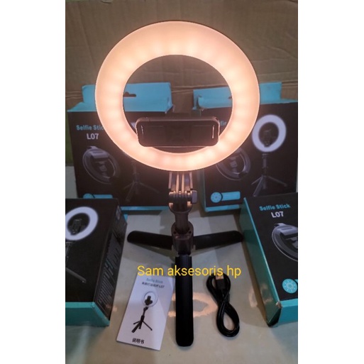 Jual Selfi stick/ring light/tripod All in one L07 | Shopee Indonesia