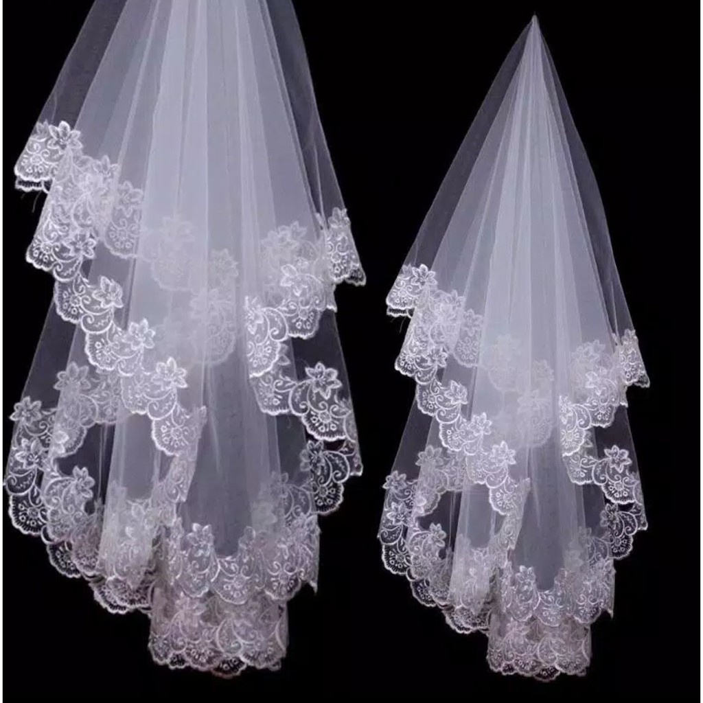Jual Flower Lace Veil - Long Veil - Veil Pengantin Panjang - Slayer ...