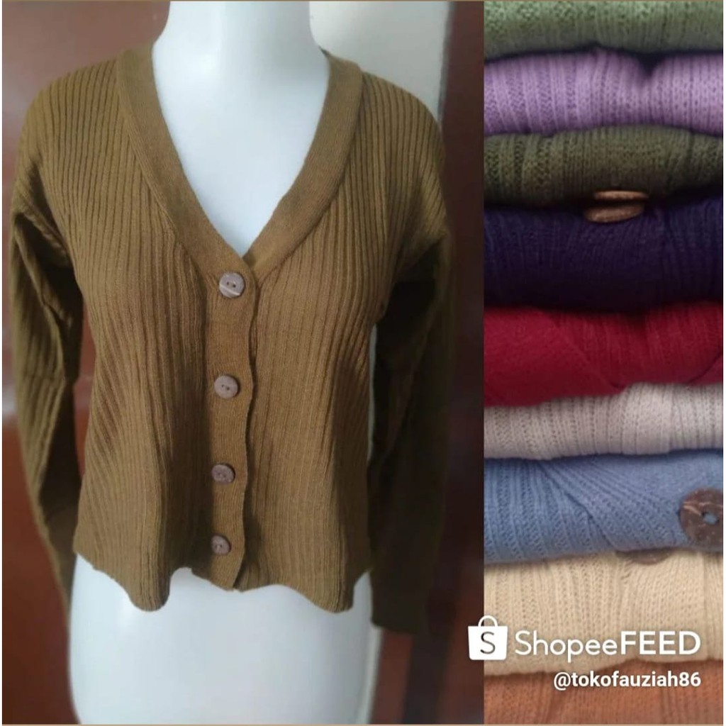 Jual CARDIGAN CROP RAJUT KARDIGAN CARDY RAJUT CROP TOP KOREA FASHION OUTER OUTWEAR WANITA CEWEK ...