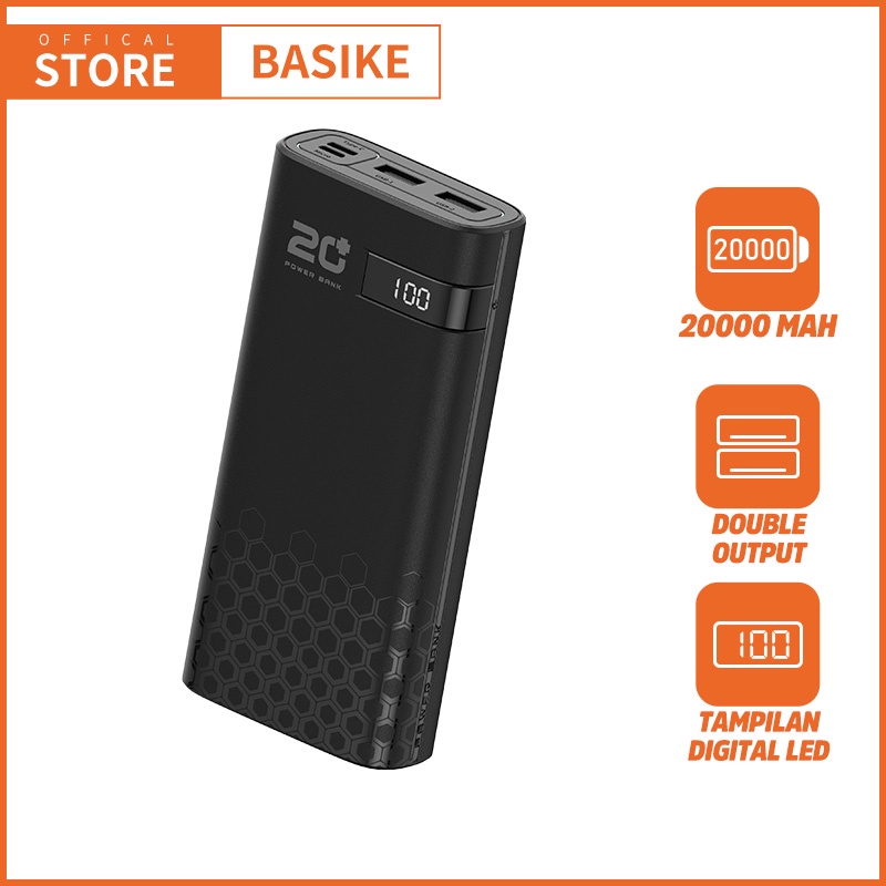 Jual Basike Powerbank 10000 mAh Dual USB LED Power bank Mini Murah Fast ...