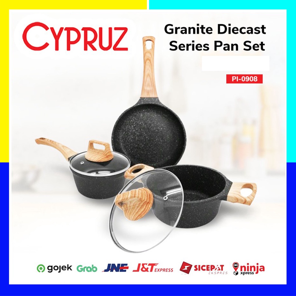 Jual Cypruz PI-0908 Paket Panci Granite Diecast Series Pan Set Cypruz 5 ...