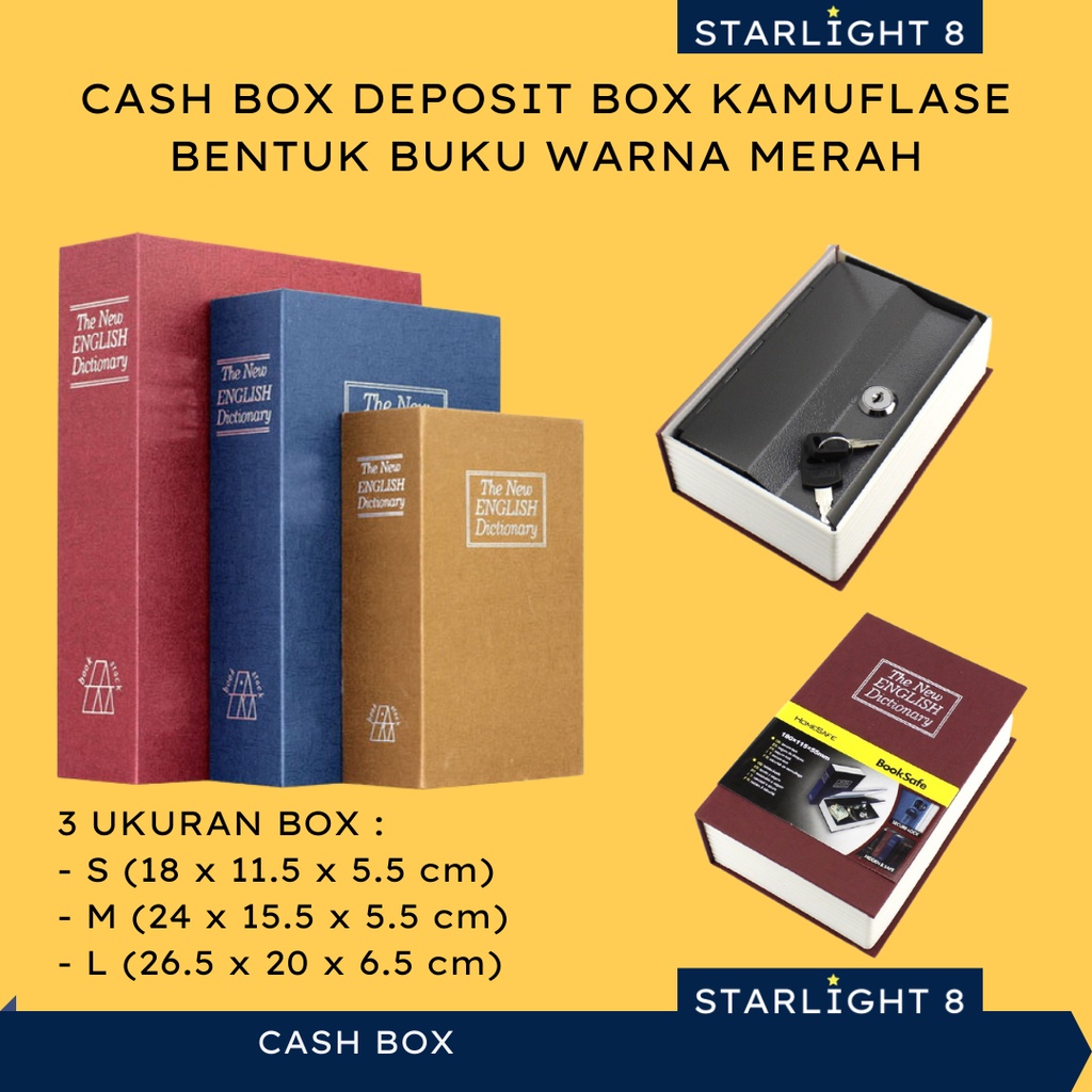 Jual Book Cash Box Brankas Rahasia Bentuk Buku Ukuran Mini - Besar ...