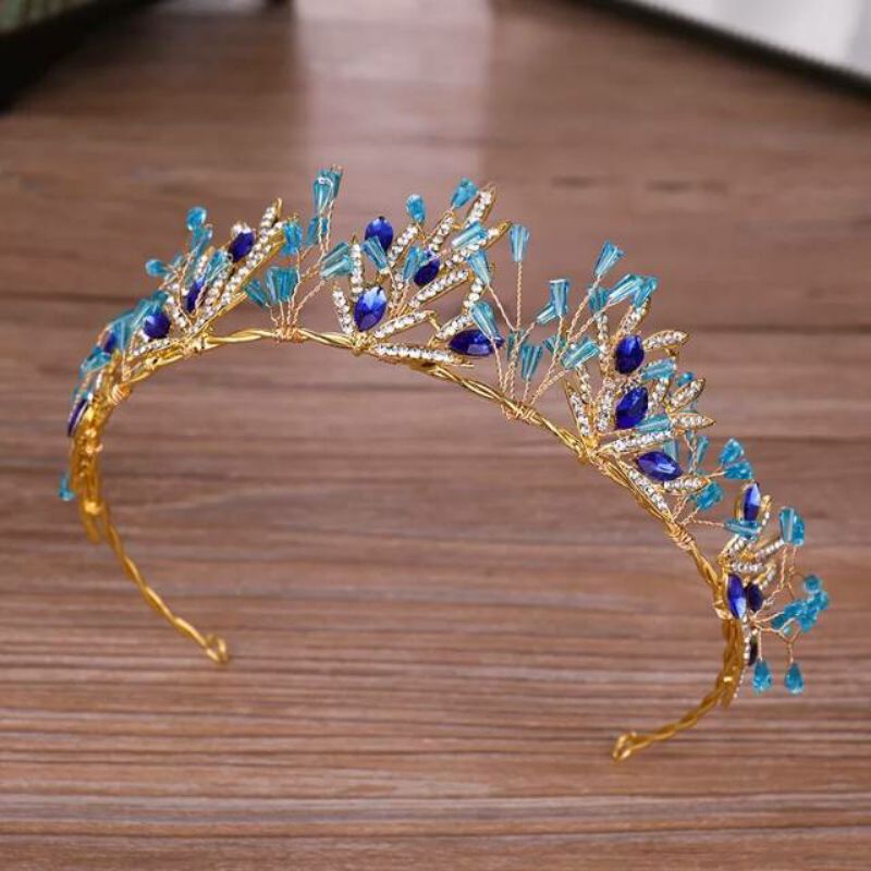 Jual mahkota biru wedding crown aksesoris pengantin tiara bridal ...