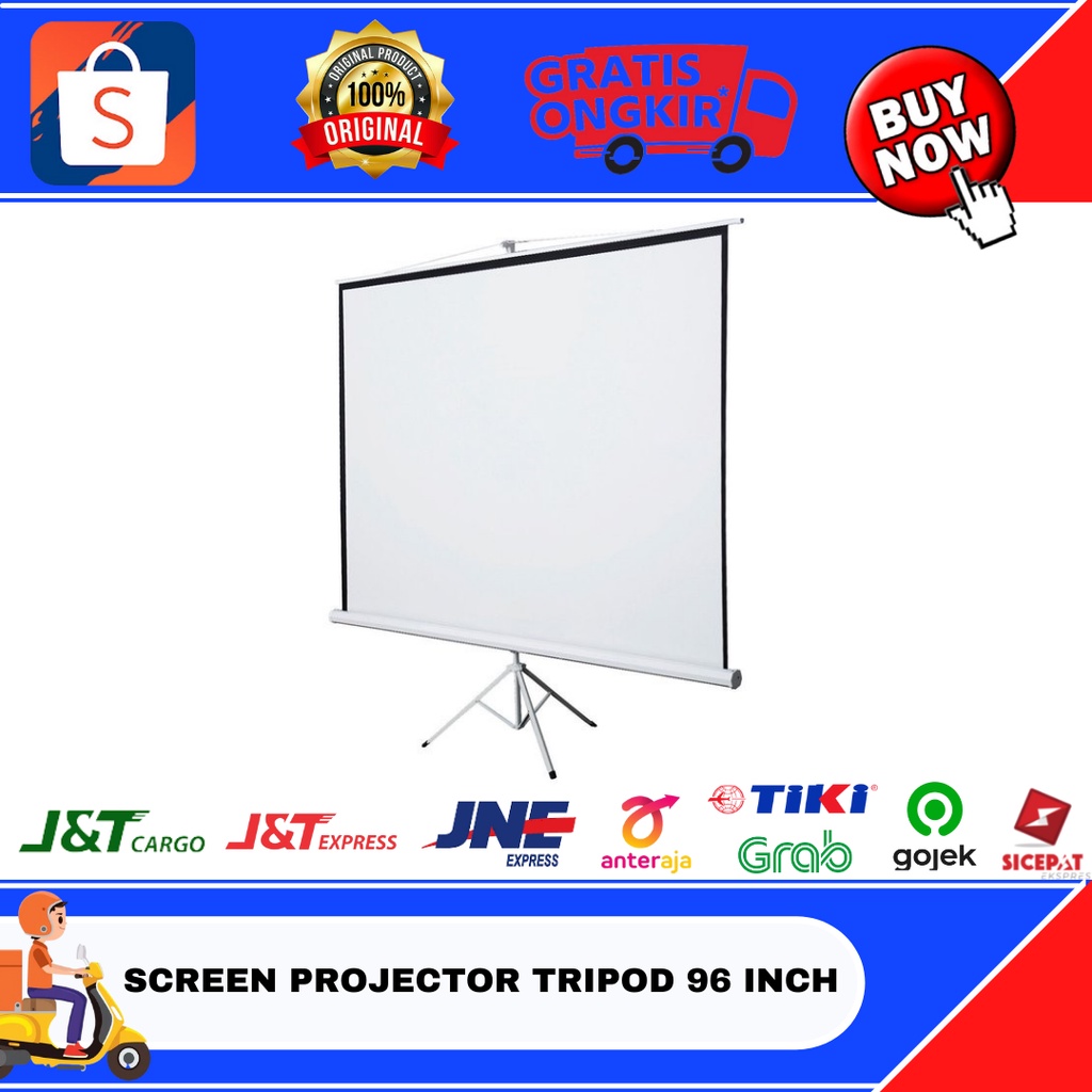 Jual SCREEN PROJECTOR TRIPOD 96 INCH | Shopee Indonesia